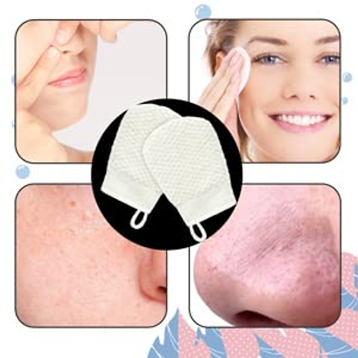 MIG4U Mini 3 PCS Exfoliating Facial Scrubber Mitt, Face Cleanser Wash Mittens Exfoliator for Men & Women Dead Dry Skin SPA, Blackhead Cleansing Gloves