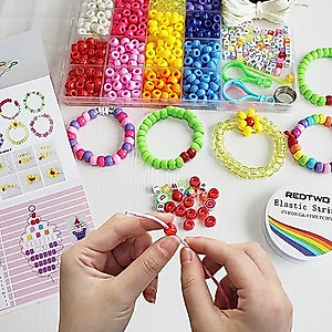 Redtwo Friendship Bracelet Making Kit for Girls, Kandi Pony Beads for Jewelry Making, Hair Beads Braids with Letter Beads and Charms Gifts for Teen Girls Crafts for Girls Ages 8-12