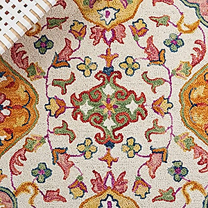 SAFAVIEH Blossom Collection 2' 3" x 12' Ivory/Multi BLM456A Handmade Premium Wool Tassel Entryway Foyer Living Room Kitchen Runner Rug