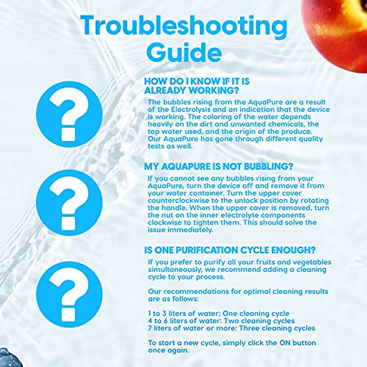 AquaPure Fruit and Vegetable Washing Machine, Kitchen Gadget, Cleans Fresh Produce Purifier, Waterproof and Easy-to-Clean Fruit and Vegetable Cleaner, USB-Rechargeable Produce Purifier 3.94 x 1.97 in