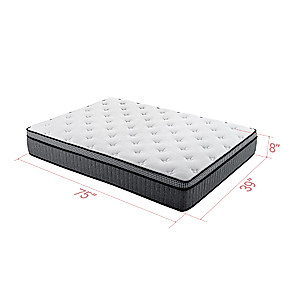 LegacyAmerhome Twin Mattress, 8 inch Twin Size Hybrid Mattresses in a Box with Cool Gel Memory Foam, Pocket Springs for Motion Isolation, Medium Firm Matress, CertiPUR-US, 100-Night Trial, 39"x75"x8"