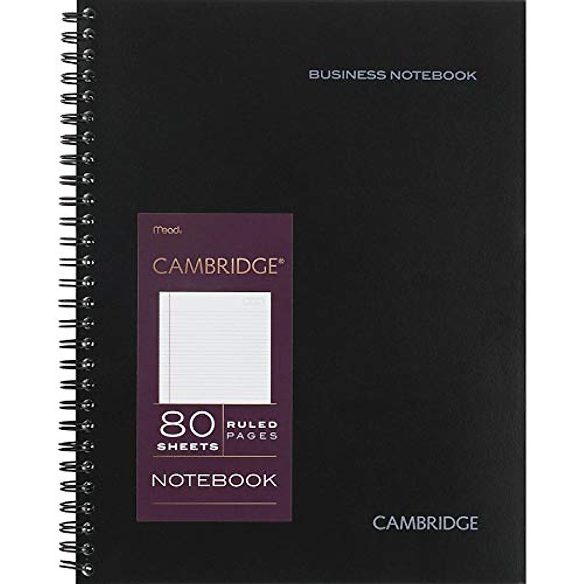 Cambridge Limited Notebook, 6 Pack Black Notebook, Legal Ruled, Professional Business Notebook, 80 Sheets, Spiral Wirebound Office Journal & Notebook For Quicknotes, Meeting for Women & Men, CAM10-402