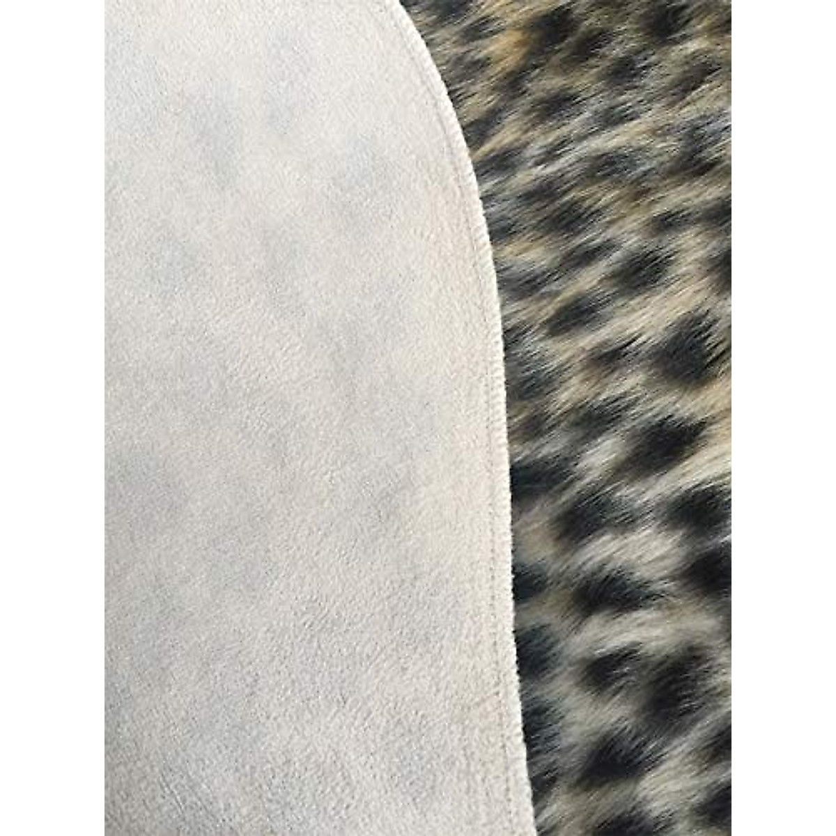 Leopard Print Rug Faux Fur Cheetah Rug Cowhide Animal Skin Mat Carpet for Office, Livingroom, Bedroom Non-Slip Home Decor 40x37Inch/ 3.2x3.1Ft