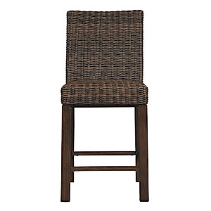 Signature Ashley Outdoor Wicker Barstools (2 Count) and Suncast 33 Gallon Resin Outdoor Trash Can