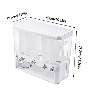 DYRABREST Multigrain Tank, Rice Storage Container, Cereal Dispensers with Cup and Lid, Dry Food Dispenser Cans Grains Container, Movable Detachable Partition