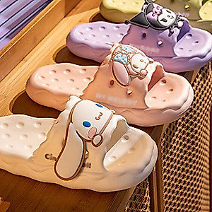 Ohjijinn Kawaii Slides Anime Summer Open Toe Pillow Slides Sandals, Funny Beach Slippers with Cushioned Thick Sole, Cloud Slides for Women