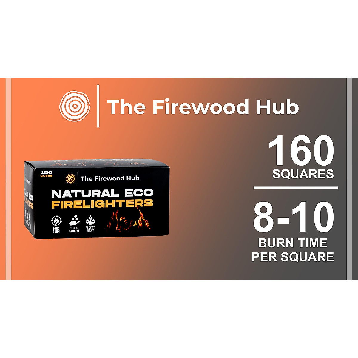 160 Eco-Friendly Natural Wood Fire Starters - Sustainable Wood Fiber Firestarter Perfect for Wood Stoves, Fire Pits, Pizza Ovens, Charcoal and Barbecue Fires