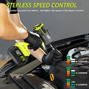 RYOJEGK 1000N.m(740ft-lbs) Cordless Impact Wrench, 21V 1/2”Brushless power Impact Gun, 0-4200 RPM w/ 2 x 4.0Ah Battery & Fast Charger & 5 Sockets, Pistola De Impacto for Car Truck Home