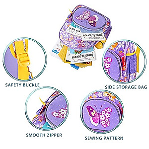 Daaupus Purple Butterfly Pattern Children's Backpack Children's Umbrella Set