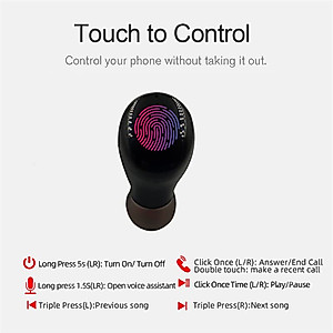 Cearance Sale Wireless Earbuds Bluetooth Headset Invisible Waterproof Earphones 16 Hour Playtime with Charging Case Headphones Built-in Mic Suitable for iPhone and Android Black earpiece