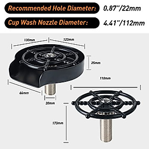 Genround Glass Rinser, Easy to Install Bottle Washer, Stainless Steel Glass Rinser for Kitchen Sinks, Bar Glass Rinser for Red Wine Glass Wash, Kitchen Sink Accessories, Automatic Flushing Device