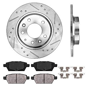 Callahan Rear Brake Kit for Ford Fusion Lincoln MKZ Mazda 6 Mercury Milan Replacement Drilled & Slotted Brakes Rotors and Ceramic Brake Pads: 11.02" inch Rotors