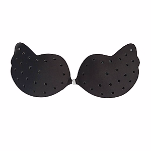 JFLYOU-Bra for Women,Ladies Breathable Chest Paste type Breast Invisible Bra Light Silicone Bra(Black,C)