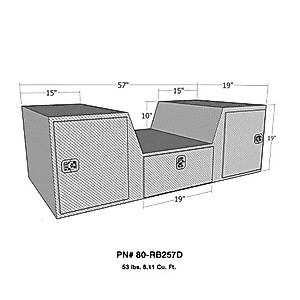 Brute 80-RB257D Pro Series V-Shape Goose Neck/Fifth Wheel 57" Tailgate Polished Aluminum Tailgate Tool Box with 1 Drawer and 2 Rear Swing Doors