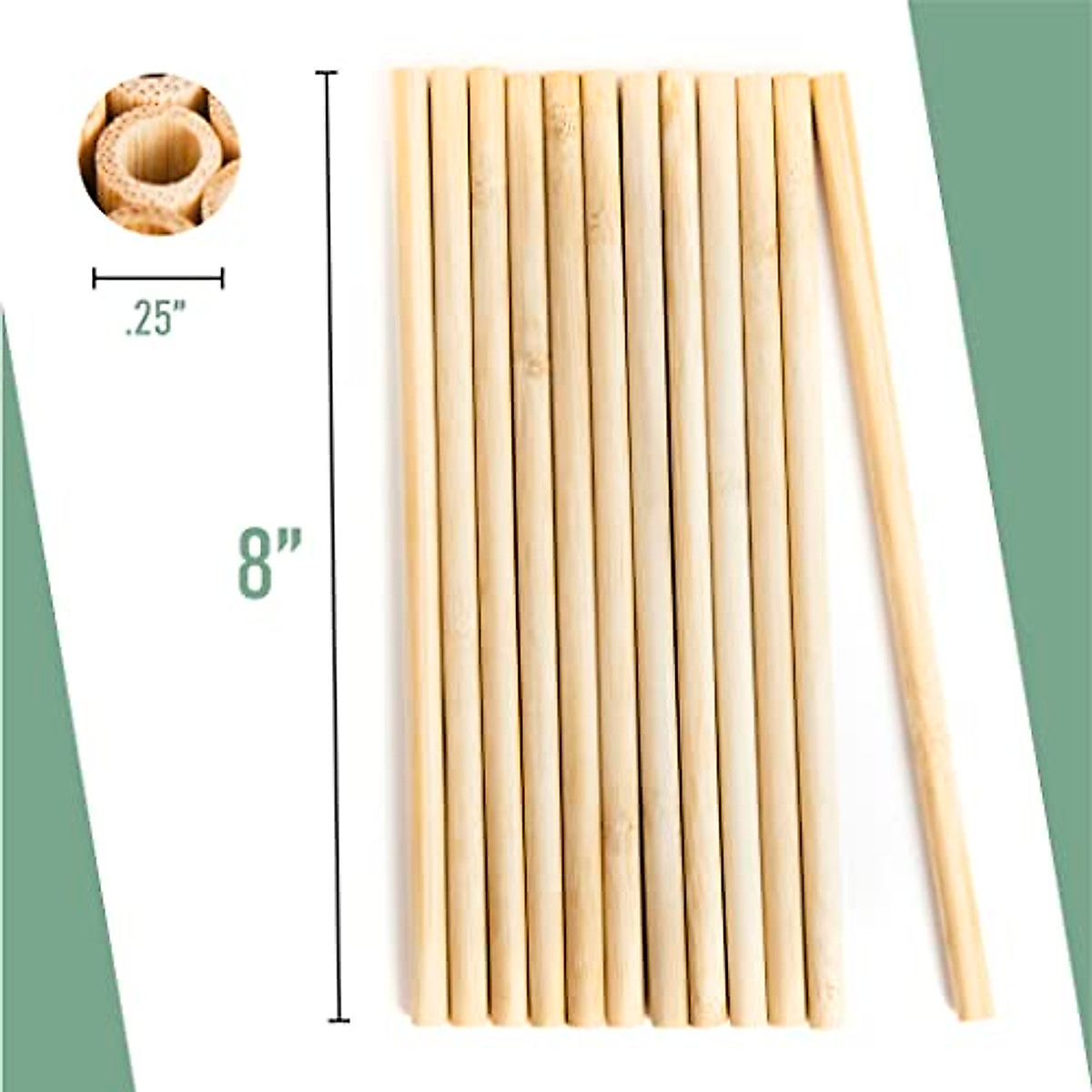 Thick & Heavy-Duty Compostable Bamboo Straws - Disposable & Biodegradable Straws for Cocktail Parties, Wedding, Barbeques, Coffee & On-the-Go Drinks by Taümo