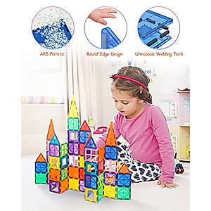 Magnetic Tiles, Magnet Tiles Kids Gift for Boys Girls Toddlers, 3D Magnetic Blocks Stacking Sets, 108PCS Magnetic Tiles for Kids Age 4-8 3-5, STEM Learning Preschool Educational Construction Toy