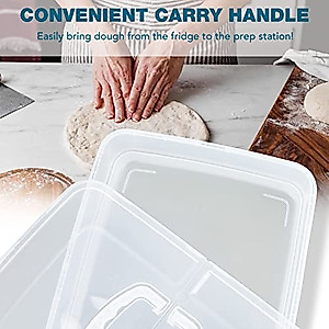 2 PCS Dough Trays for Pizza, Commercial Pizza Dough Proofing Box, BPA FREE，Durable Pizza Storage Container, 14" x 10.3" Large Capacity Pizza Dough Containers, Home Pizza Dough Trays with Handles