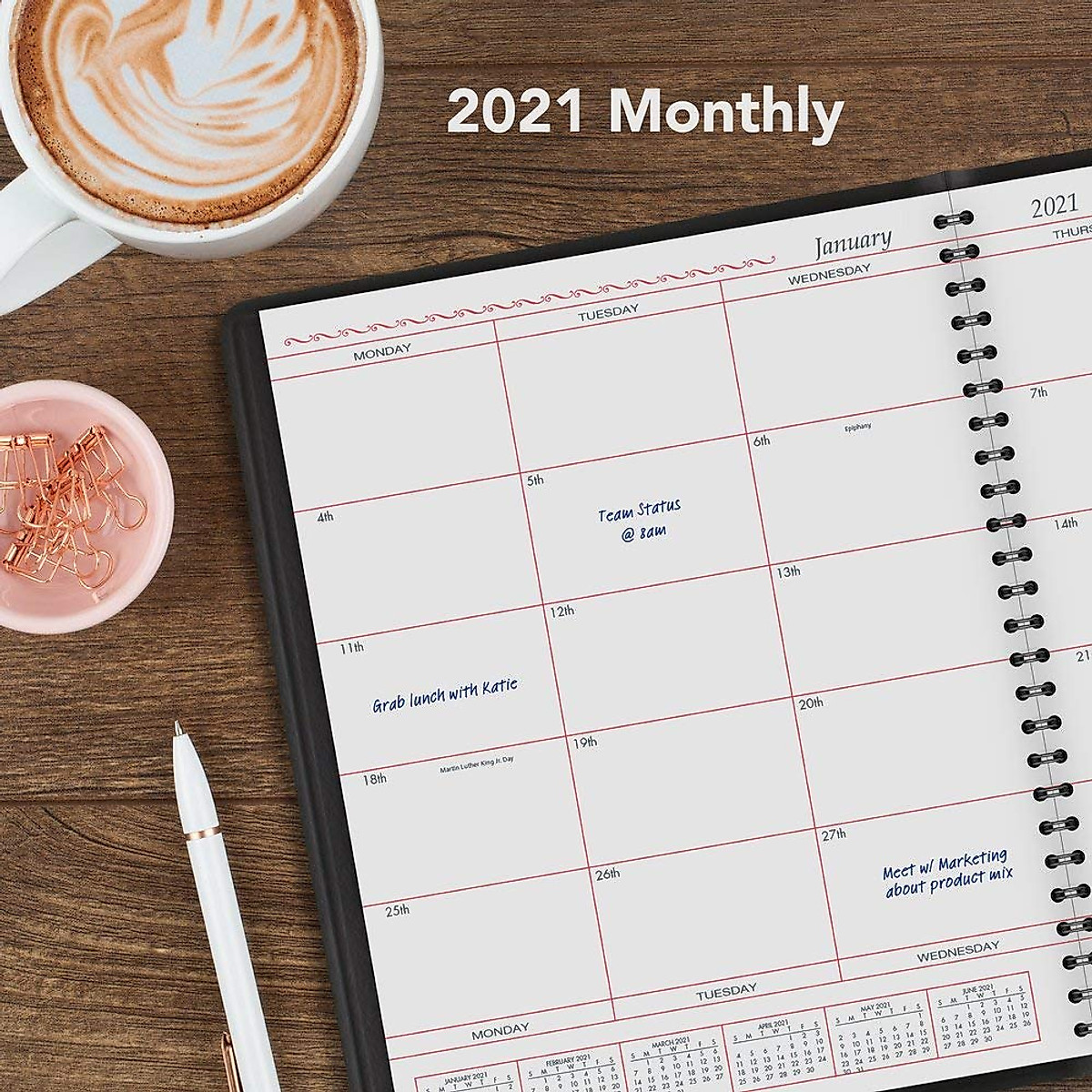 2021 Monthly Planner by AT-A-GLANCE, 8" x 10", Large, Black (701300521)