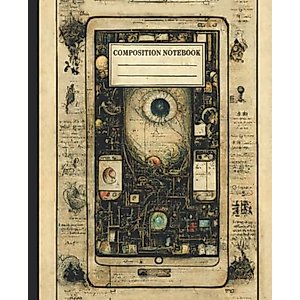Composition Notebook Wide Ruled: Leonardo's Style Smartphone Vintage Illustration, Aesthetic Journal