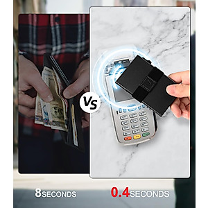 Minimalist Slim Card Holder Wallet for Men - Pop Up Credit Card Holder,Men's Slim Wallet,Metal Wallet for Mens,Credit Card Holder,Ultralight Cards Wallet,RFID Blocking Protection,Band for Cash, Black