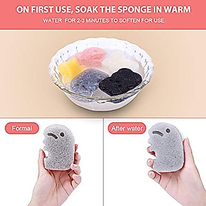 KECUCO Konjac Baby Sponge for Bathing, Natural Kids Bath Sponges for Infants, Toddler Bath Time, Cute Shapes Natural and Safe Plant-Based Konjac Baby Bath Accessories, 5pcs