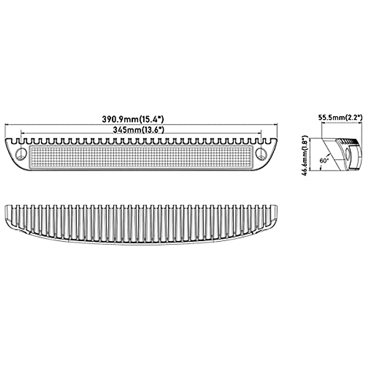 Raycharm 15.4" RV Low-Profile LED Work Light Fixture, 40° Down Angle Focused Flood Beam, 4000K Natural-White Super Bright, High Light-Output Low Ampere, Aluminum Housing Black Finish, 12V/24V, 1-Pack