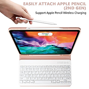 Keyboard Case for iPad Pro 12.9 2022 6th Generation / 2021 5th Gen / 2020 4th Gen / 2018 3rd Gen, 12.9-inch iPad Pro Case with Magnetically Detachable Wireless Keyboard and Pencil Holder, Champagne