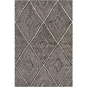 Mark&Day Wool Rugs, 5x7 Rugdijk Global Black Area Rug, Black Beige Carpet for Living Room, Bedroom or Kitchen (5' x 7'6")