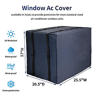 Qualward Window Air Conditioner Cover for Outside Unit, AC Covers for Outdoor Window Medium Size - 25.5" W x 20.5" D x 17" H Inches, Blue