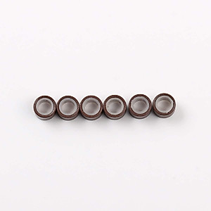 200Pcs Beads Silicone Aluminium Micro Nano Rings 5.0x3.0x3.0 mm Lined For I Tip/Nano Hair Extensions Tool Beads (Brown Color)