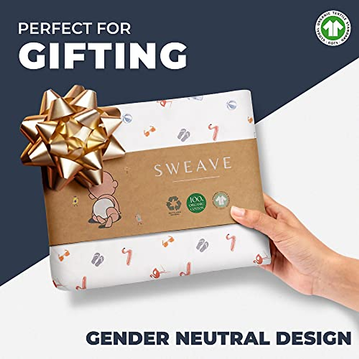 Sweave Organic Crib Sheets (2-Pack) - Breathable Double-Elastic Fitted Crib Sheet, Extra Protection for Your Baby, 100% GOTS Certified Organic Cotton, Secure & Snug Fit, Crib Sheets Neutral (28"x52")