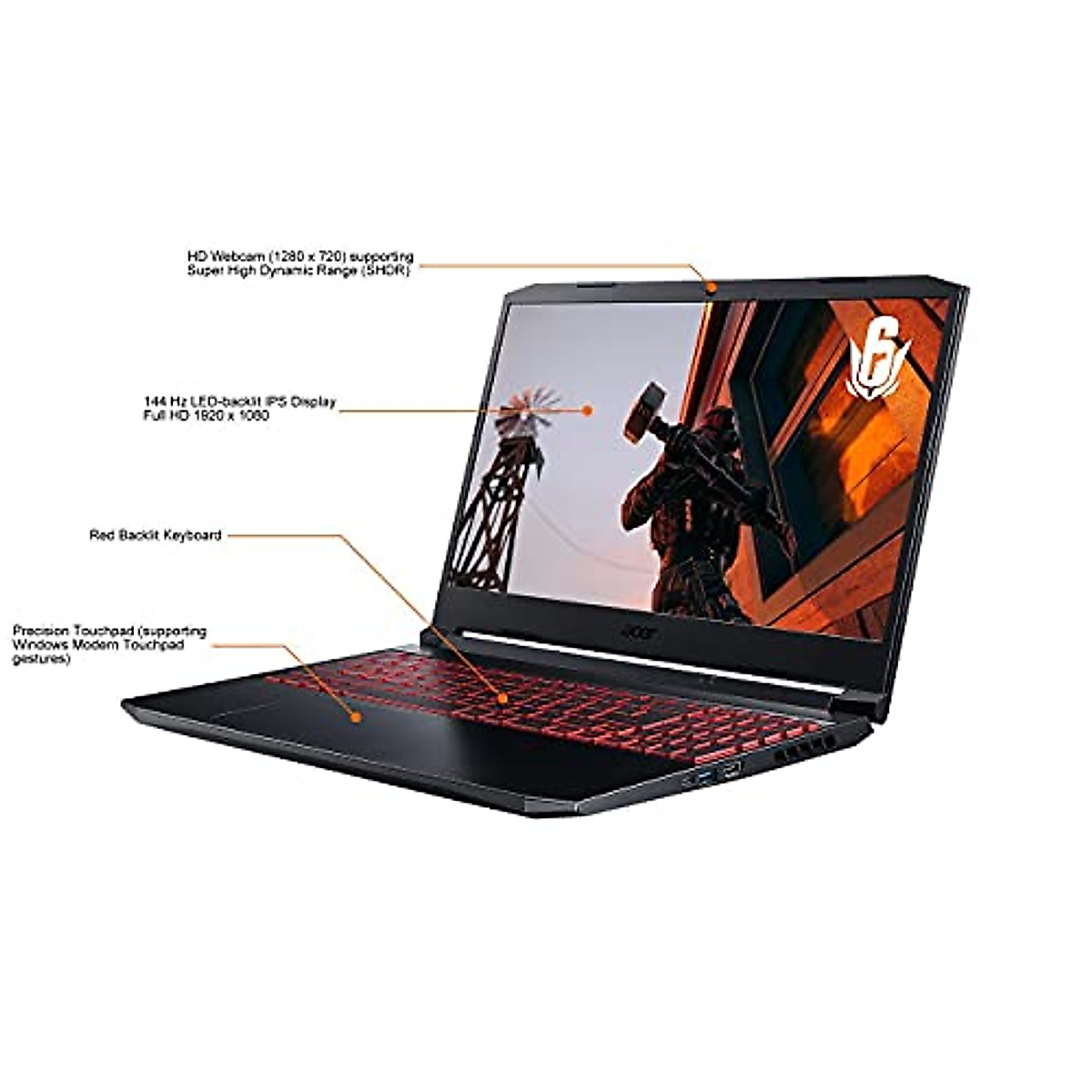Acer Newest Nitro 5 Premium Gaming Laptop: 15.6" FHD 144Hz IPS Display, Intel Gaming H Core i5-10300H, 16GB RAM, 512GB SSD+1TB HDD, GeForce RTX 3050, WiFi-6, Backlit-KYB, DTSX, Cool Tech, Win10H, TF