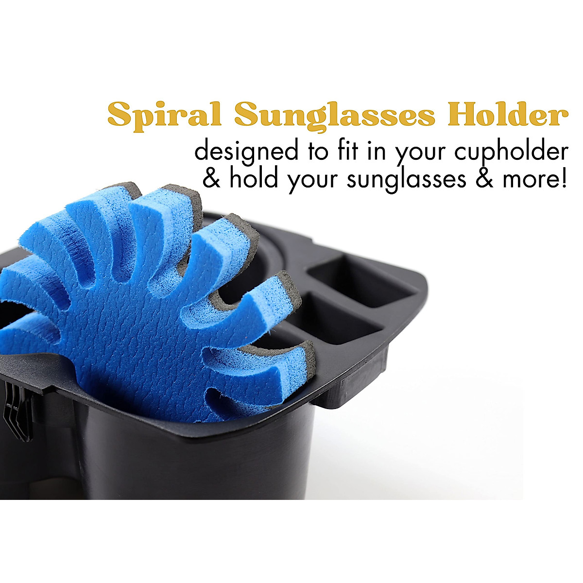 Polar Whale Spiral Car Cup Sunglasses Holder Insert Universal Expander Extender Keeps Small Items Organized Blue and Black High Density Foam