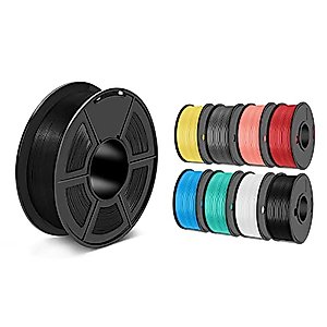 SUNLU 3D Printer Filament PLA-Meta 1.75mm, Dimensional Accuracy +/- 0.02 mm, 250G*8 Rolls, Black+White+Grey+Blue+Green+Red+Yellow+Pink & PLA-Meta 1KG, Black