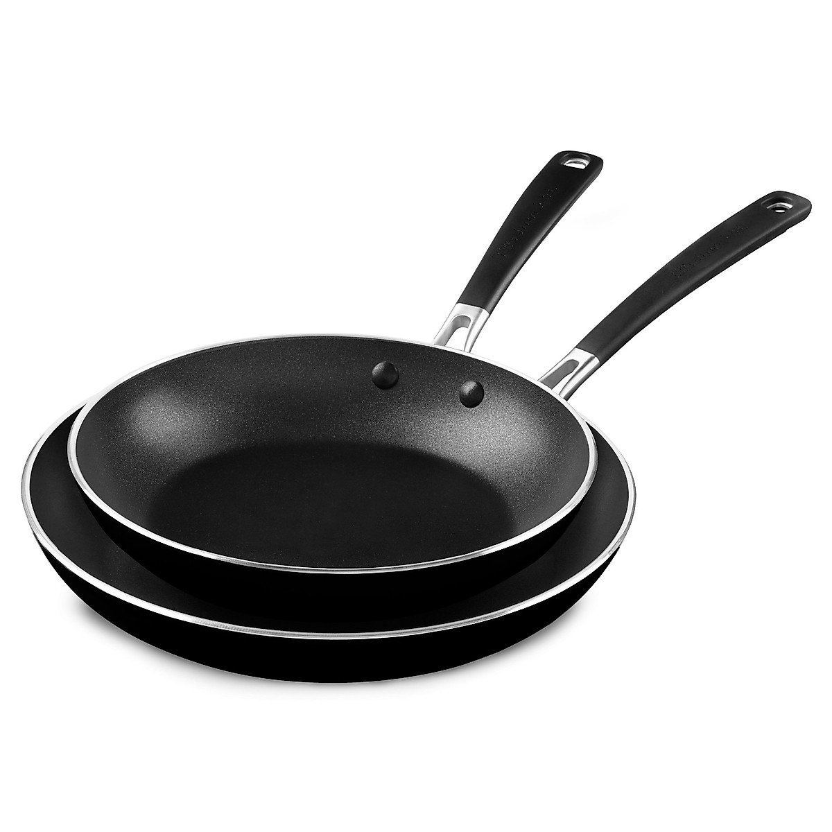 KitchenAid Onyx Black, M Aluminum Nonstick 10" and 12" Skillets Twin Pack, Medium