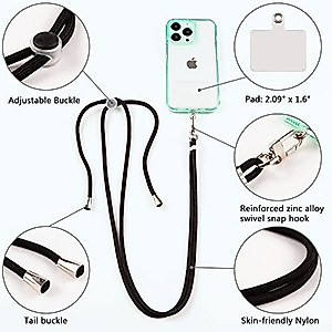 Transparent Patch Phone Neck Strap Compatible with Most Smart phones, for iPhone Lanyard Adjustable Mobile Phone Strap Black