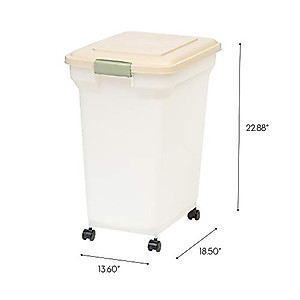 IRIS USA 42Lbs/55Qt Airtight Pet Food Container with Attachable Casters