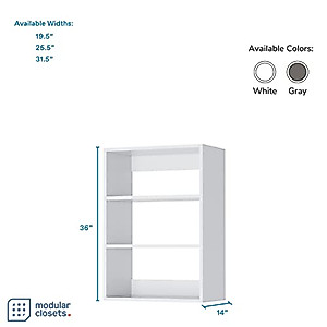 Closet Shelves - Modular Closet System with Shelving - Corner Closet System - Closet Organizers and Storage Shelves (White, 19.5 inches Wide) Closet Shelving