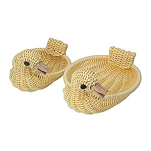 Shop LC Set of 2 Home Room Decor Beige Multi Purpose Durable Duck Shape Rattan Basket