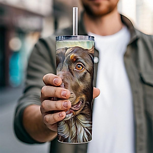 Boykin Spaniel Dog Illustration Skinny Tumbler 20oz with Straw Insulated Water Bottle Gift