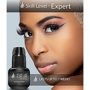 Extra Strong Eyelash Extension Glue Stacy Lash (0.17fl.oz / 5ml) / 0.5-1 Sec Dry/Retention – 8 Weeks/Black Adhesive/Professional Supplies