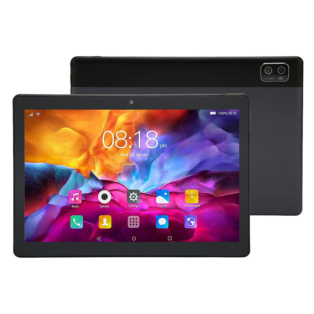 10.1 Inch Tablet, 100-240V Calling Tablet 6GB 128GB Front 200w Rear 500w Black 5G WiFi for Painting for Android12 (US Plug)