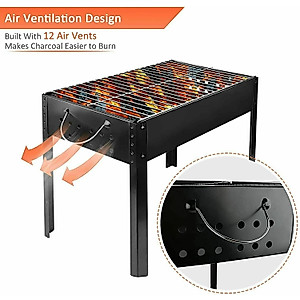 Portable Grill Stand Charcoal Detachable BBQ Grill, Mini Tabletop Camping Barbecue Grill by Amebee for Outdoor Backyard Charcoal Barbecue Grill Party (Portable Grill Stand)