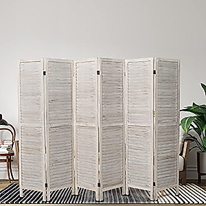 6 Panel ,6FT Wood room divider and Partition Folding Privacy Screens, Double Hinged, Wall for Bedroom Office Bedroom,White