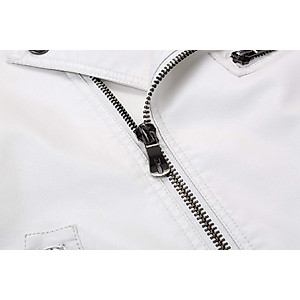 chouyatou Men's Vintage Asymmetric Zip Lightweight Faux Leather Biker Jacket (X-Large, White)