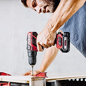 SKIL 2-Tool Drill Combo Kit: PWR CORE 12 Brushless 12V 1/2" Cordless Drill Driver & Brushless 1/4" Hex Cordless Impact Driver, Includes 2.0Ah Lithium Battery & PWR JUMP Charger - CB742901, Red