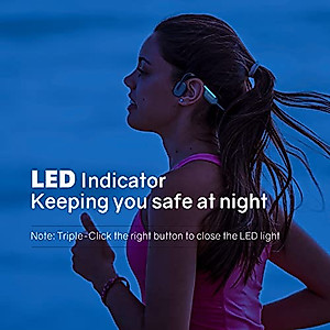 ELIBOM Bone Conduction Headphones Open Ear Headphones Bluetooth 5.3 Sports Wireless Headset with Built-in Mic, IPX6 Waterproof Earphone for Running, Cycling, Driving, with LED Indicator and Hooks