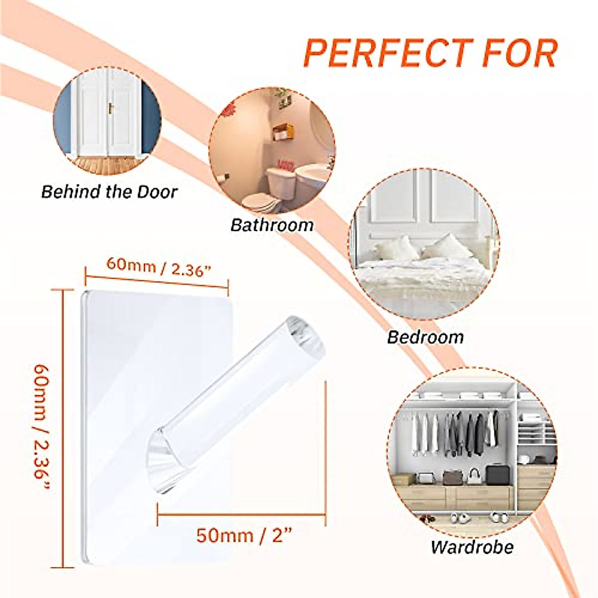 Jetec 12 Pieces Coat Hooks Acrylic Wall Mounted Hooks Hat Rack Robe Hook Single Organizer Adhesive Clear Wall Hooks Decorative Hooks for Clothes, Hat, Towels Hanger