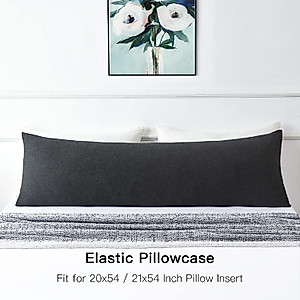Body Pillow Cover with Zipper, Soft Body Pillow Pillowcase, Long Pillow Case Cover Breathable Jersey Cotton, 20x54 Inch, Dark Grey