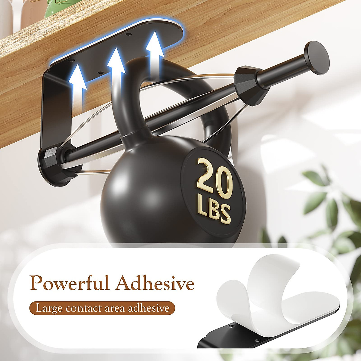 Paper Towel Holder Under Cabinet, Single Hand Operable Wall Mount Paper Towel Holder with Damping Effect, Self-Adhesive or Drilled Paper Roll Holders for Kitchen, Bathroom, RV(2 Towel Robe Hooks)